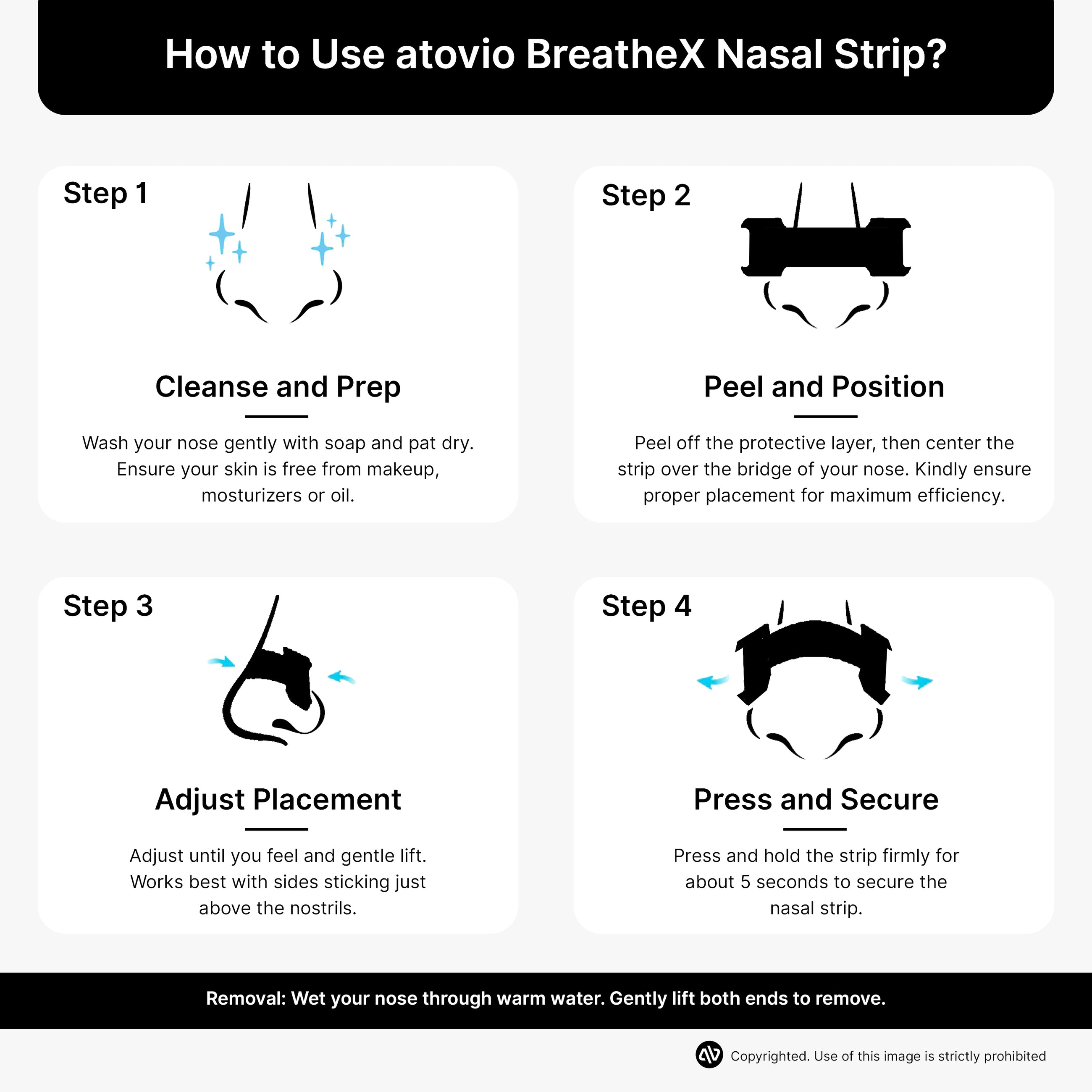 Nasal Strips for Better Breathing & Snoring Relief - Atovio